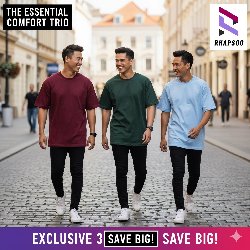 RHAPSOO Oversized Drop Shoulder T-Shirt 3-Pack Combo – The Core ...