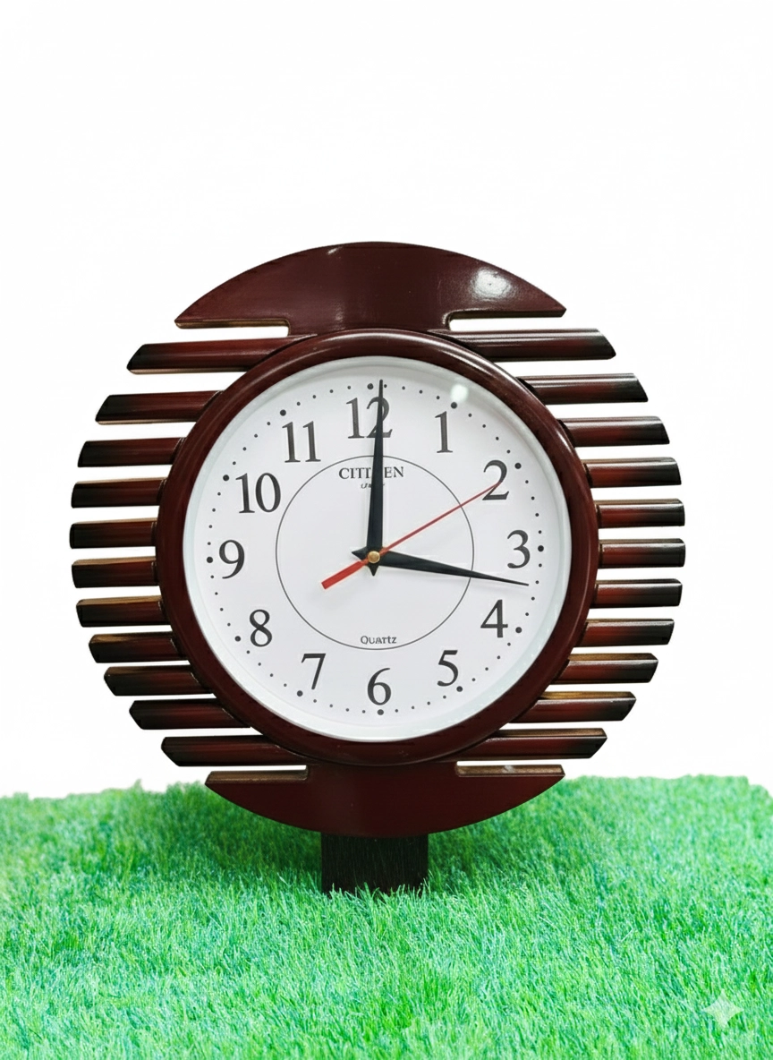 Citizen Quartz Classic Wooden Fenced Wall Clock