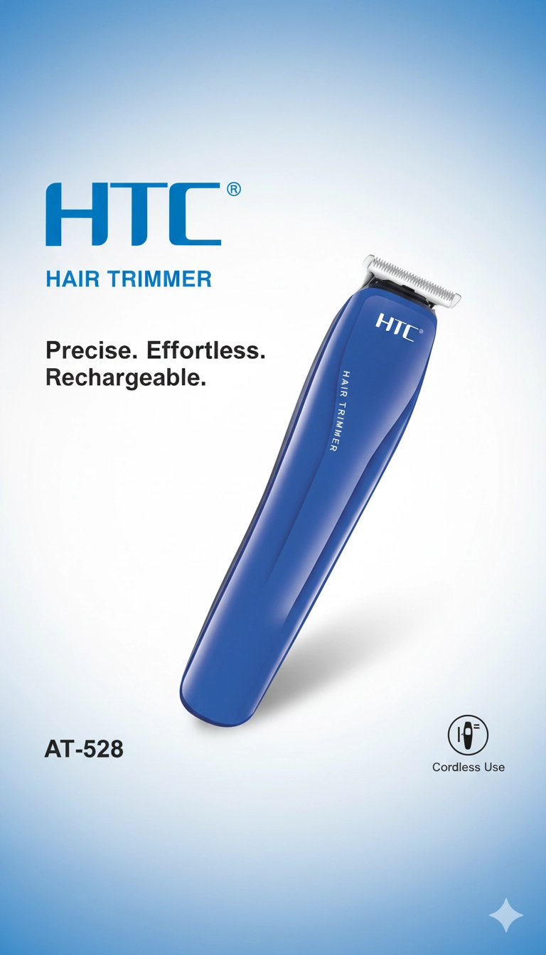 HTC AT-538 Rechargeable Professional Hair and Beard Trimmer - Blue