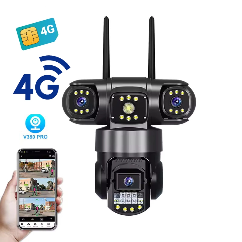 V380 Pro 4G Three Lens WiFi IP Camera HD 6MP Outdoor Waterproof Two Way Intercom Full Color ...