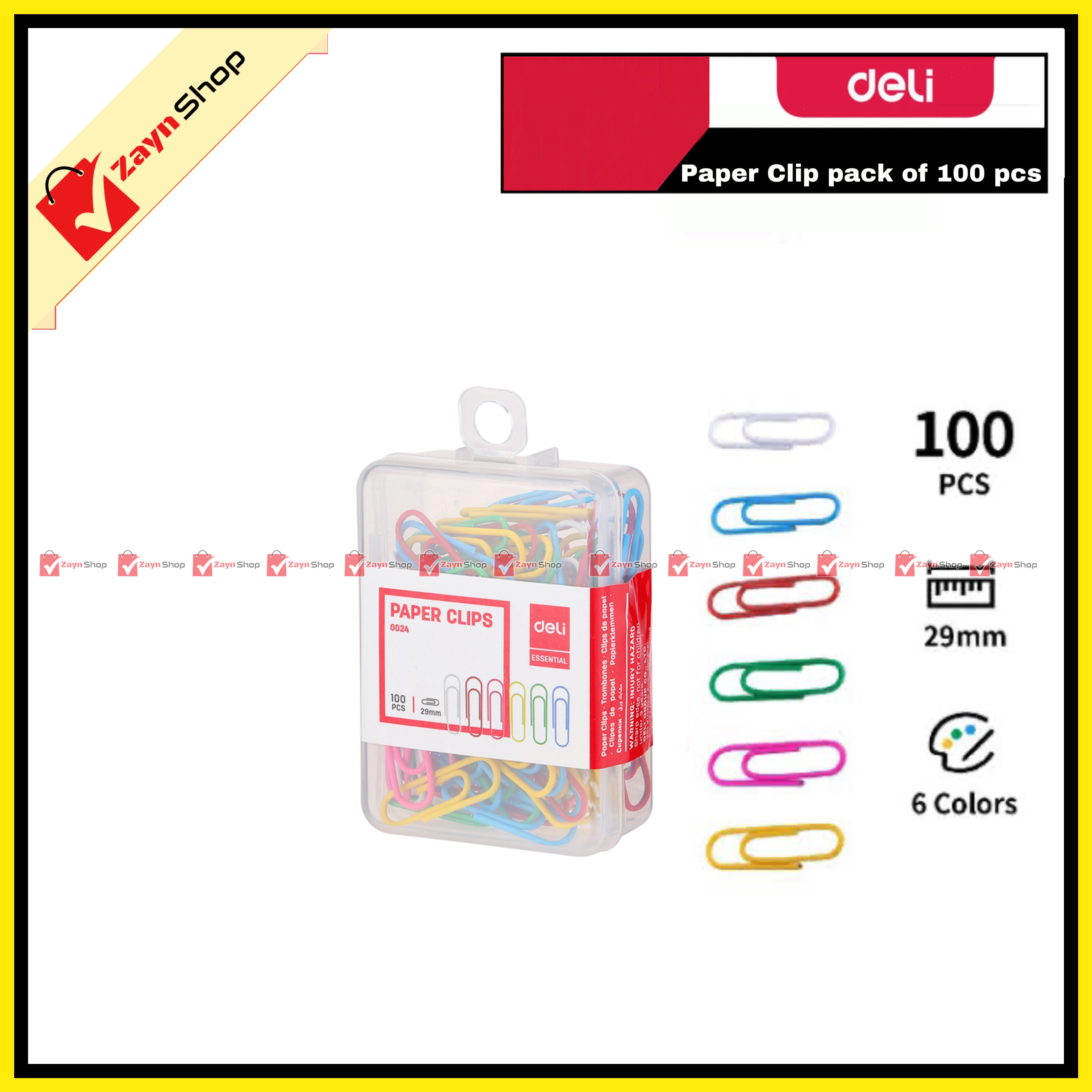 Deli Color Paper Clip Gems clip Pack of 100 pcs Deli Color Paper Clip ...