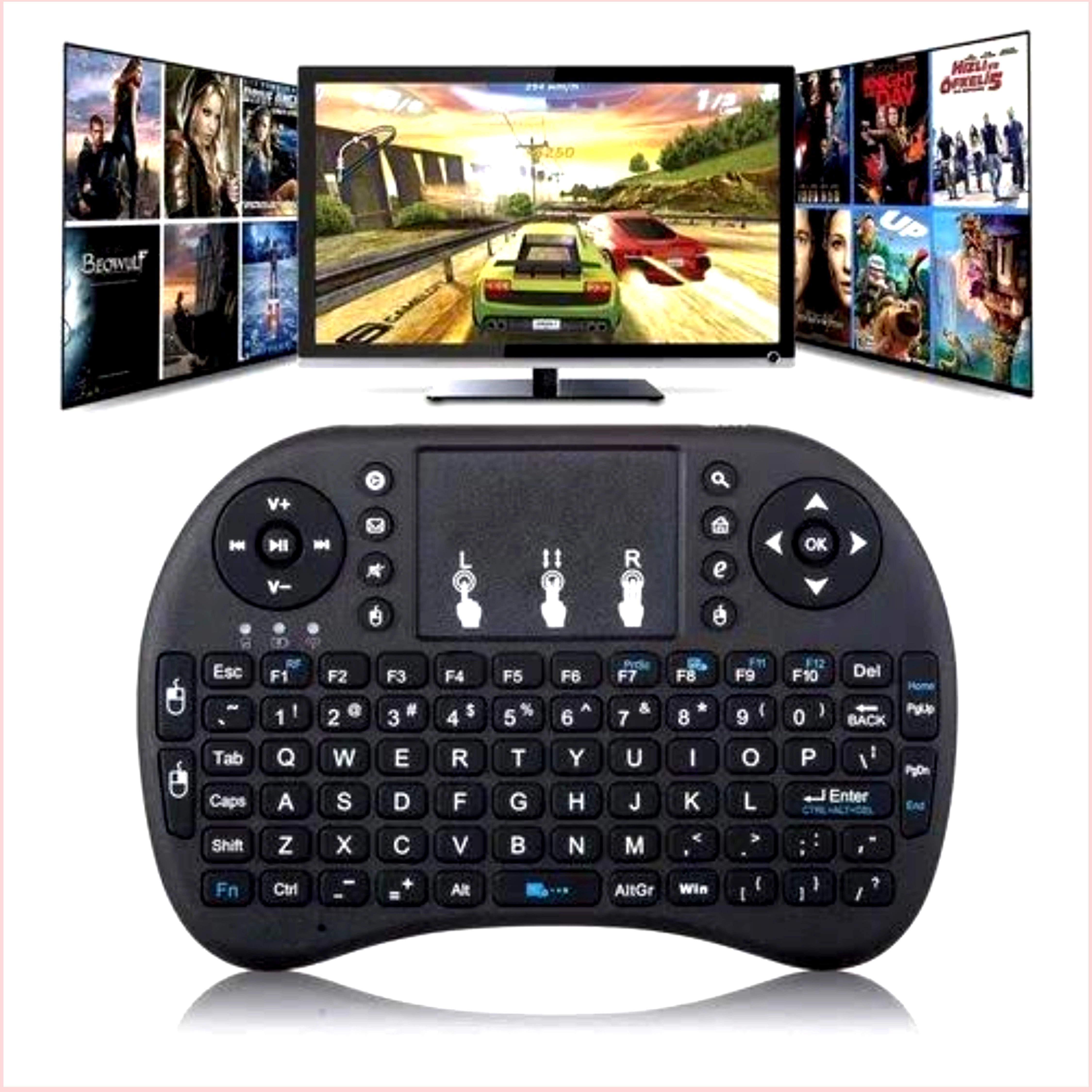 i8-B Wireless Backlit Mini Keyboard With Touch-pad RGB Portable ...