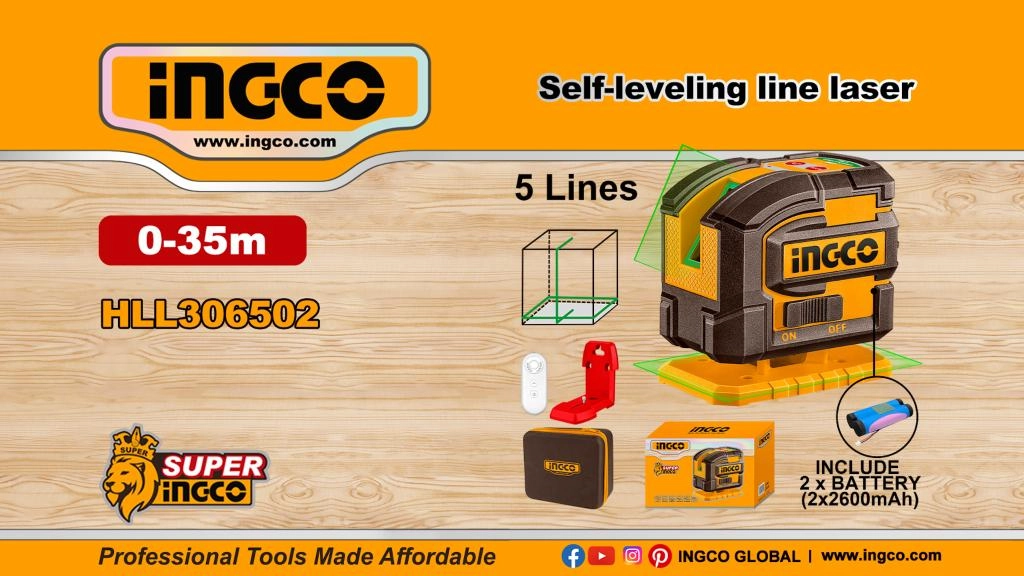 Self-leveling line laser 5 line - HLL306502 - Ingco