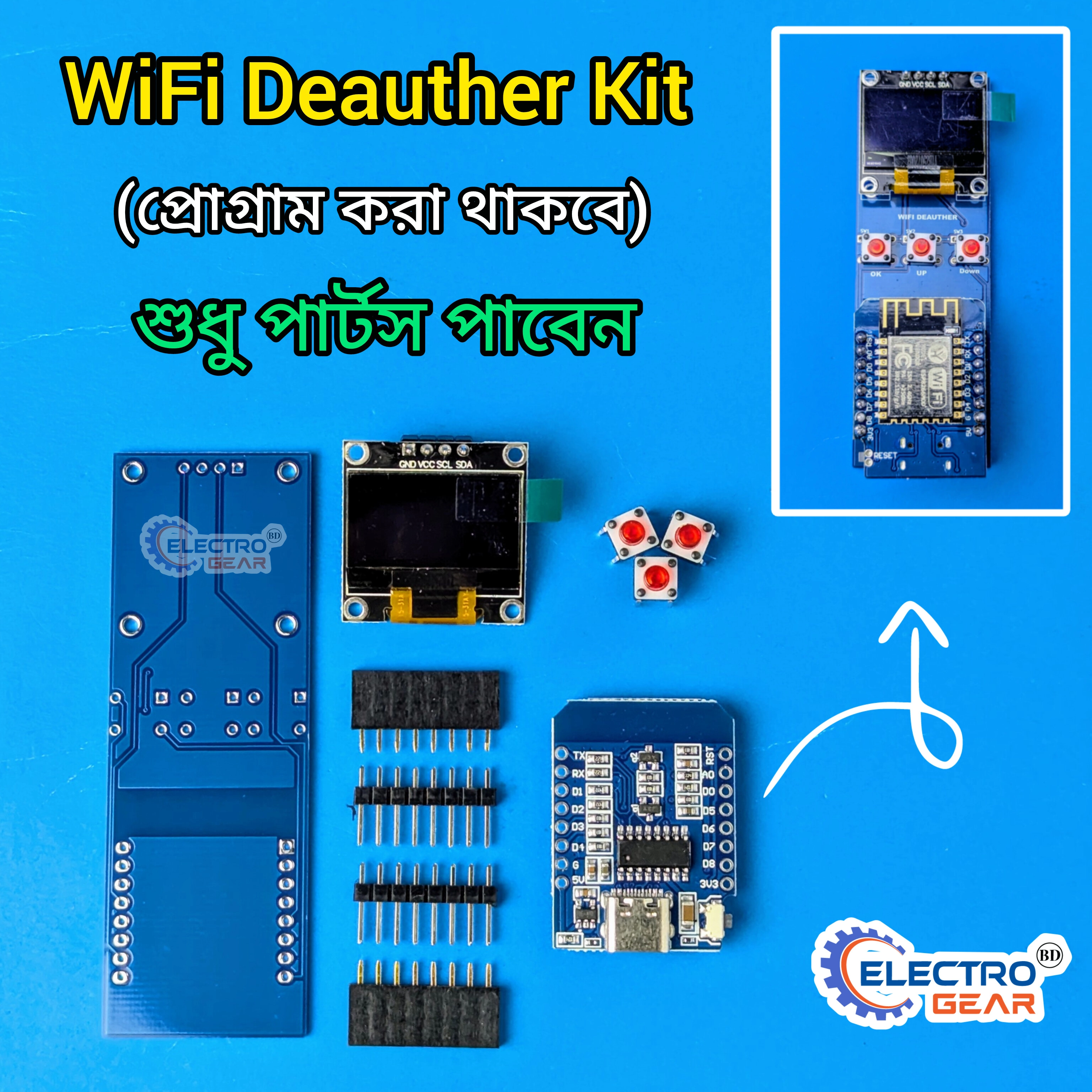 Wifi Deauther Module Using Esp8266 D1 Mini Wifi Deauther Kit PARTS For ...