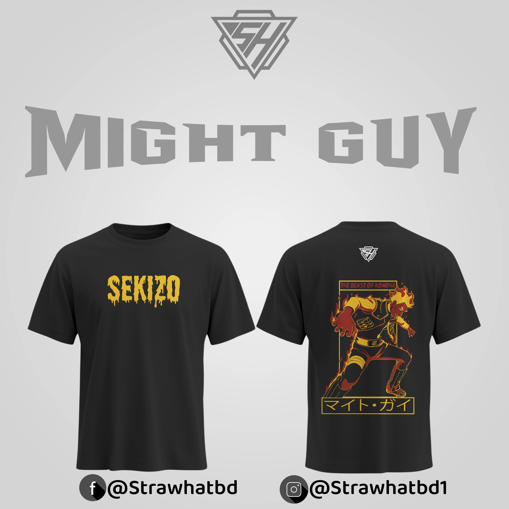 Might Guy Premium Anime Black T-Shirt| t shirt | t-shirts | t shirt for man