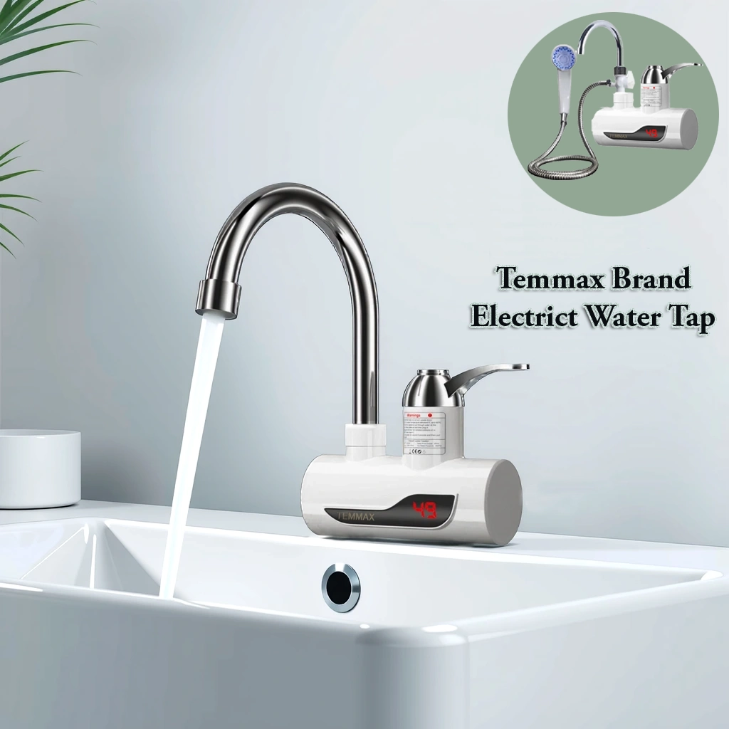 TEMMAX Electric Hot Cold Water Tap 3000W Basin Sink Mount System