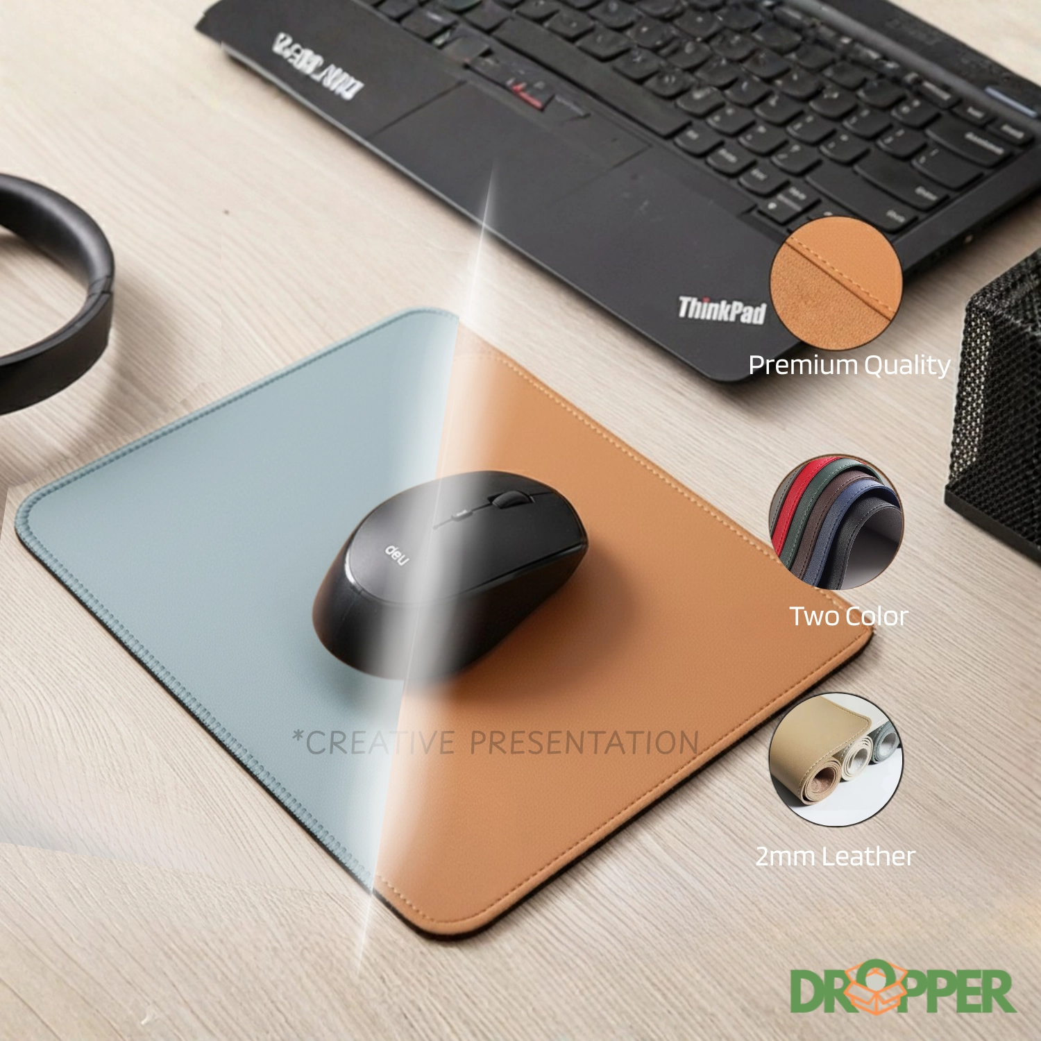 Mouse Pad Leather Two Color - Double Side Dirt Resistant Anti-Stain 26* ...