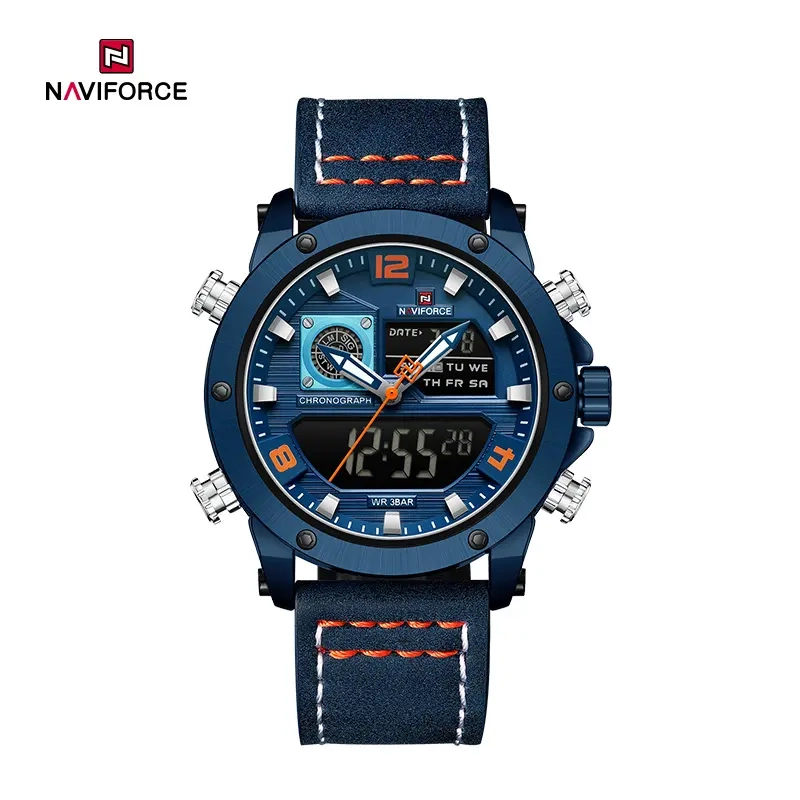 NAVIFORCE 9236 Luxury Men Wrist Watch Double Display Leather High ...
