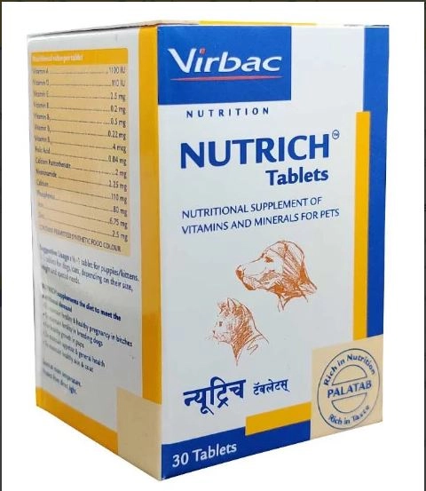 Virbac Nutrich Tablets 30 Pieces Minerals and Vitamins Supplement for ...