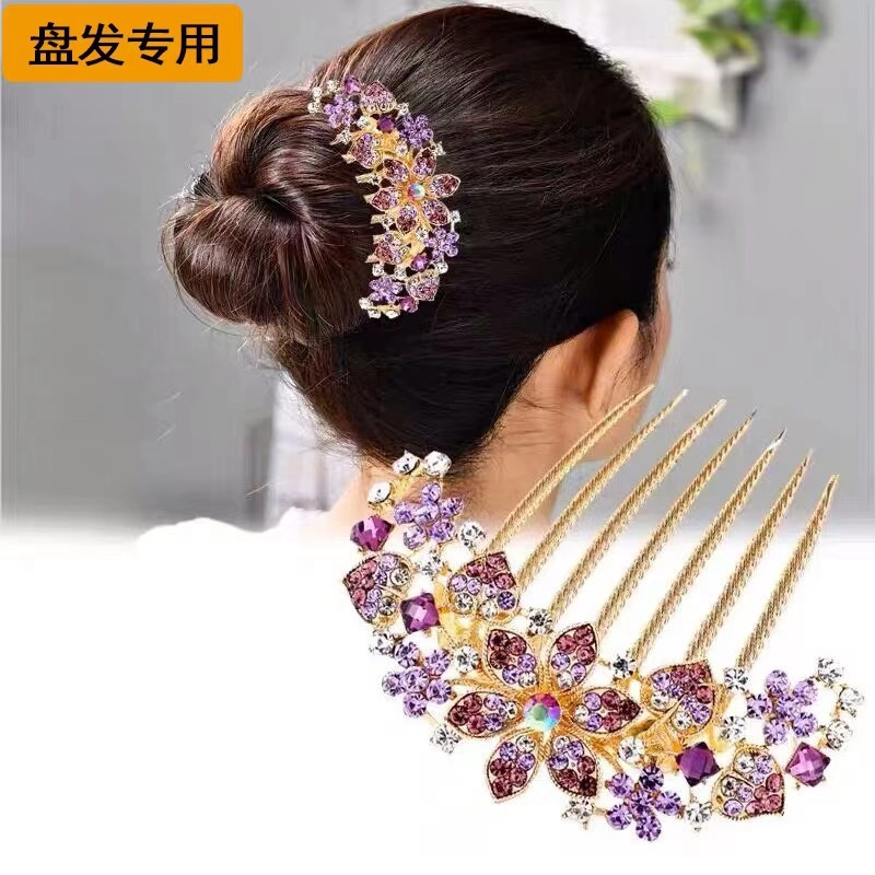 Korean exquisite crystal diamond seven-tooth hair comb to comb the back ...