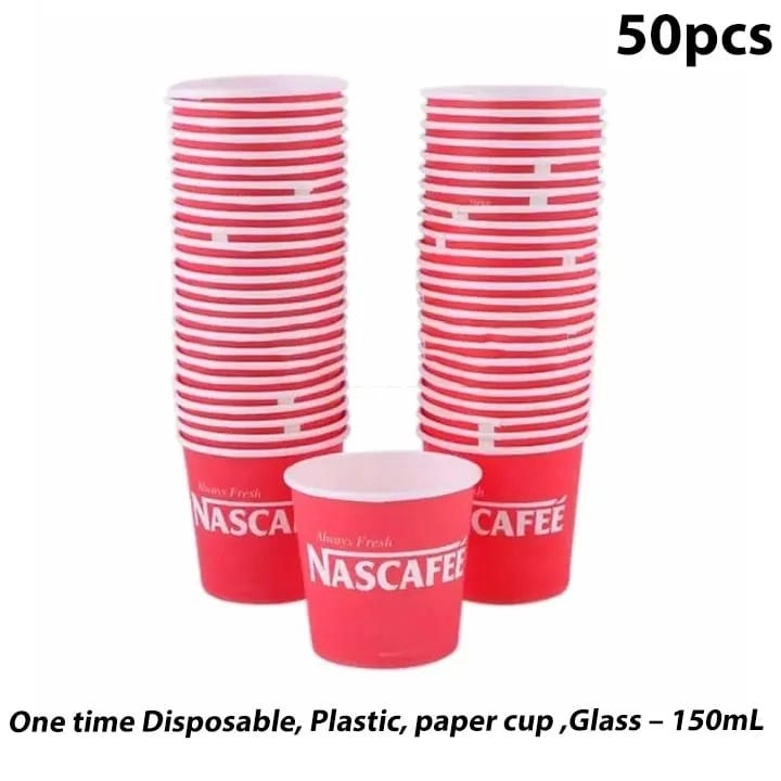 One time Disposable, Plastic, paper cup ,Glass – 150mL .- 50 pices