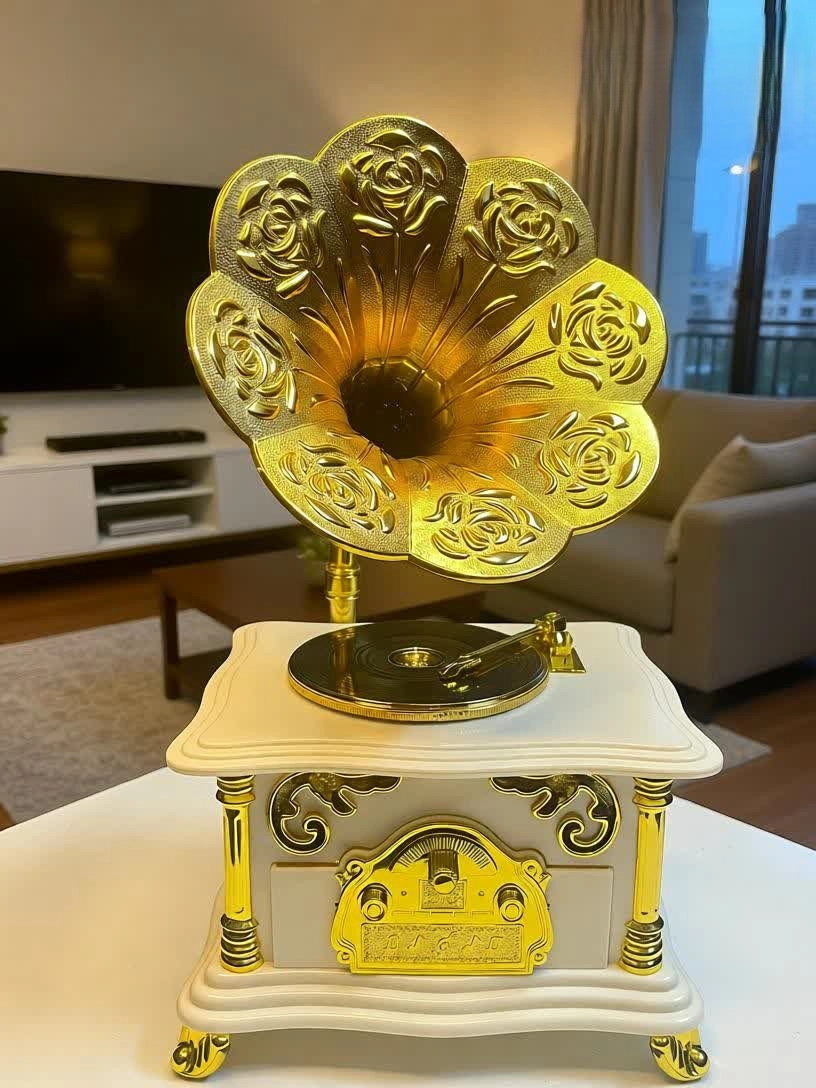 Retro Drawer Gramophone Music Box Gramophone Showpiece for Home e Decor