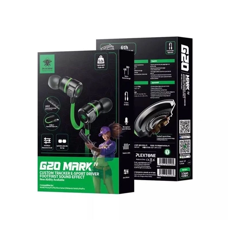 Plextone G20 Mark IV Gaming Earphone with Dual Input (3.5mm & Type-C)