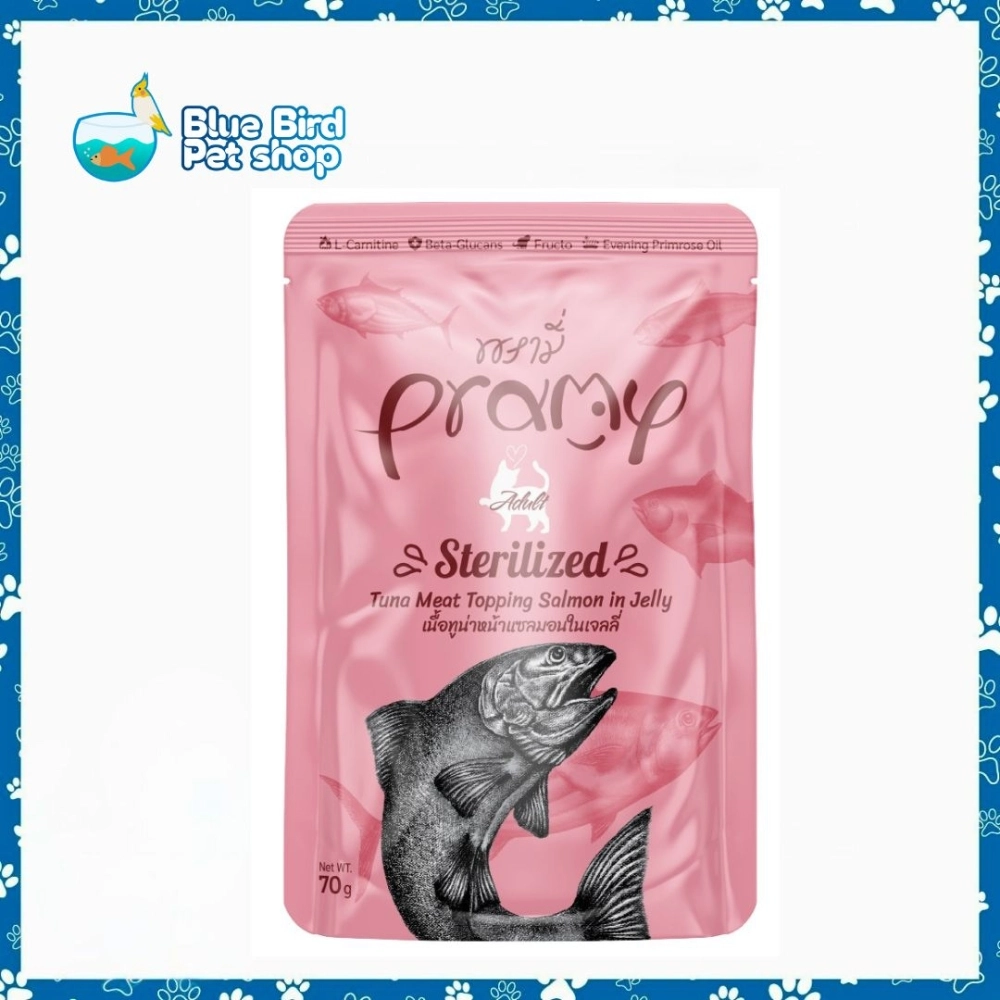 Pramy Cat Pouch Sterilized Tuna Meat Topping Salmon In Jelly 70gm (All ...