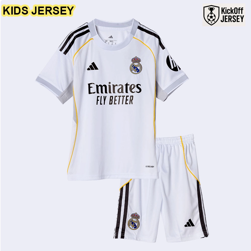 Real Madrid Home Kit 2025/26 for Kids – Full Set – Premium Thailand ...