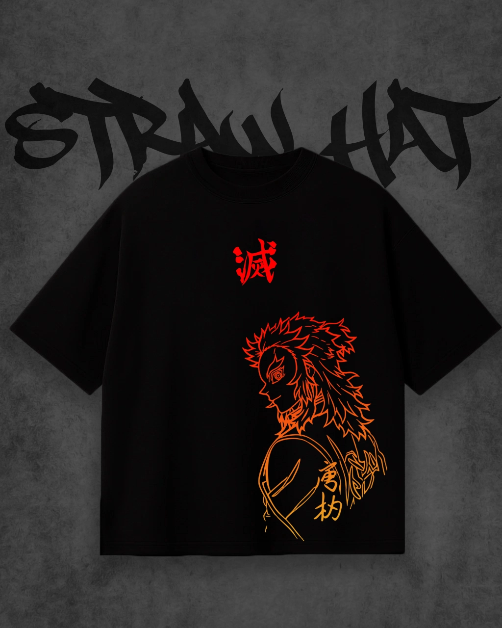 Rengoku (Demon Slayer) Premium Anime Drop Shoulder T-Shirt