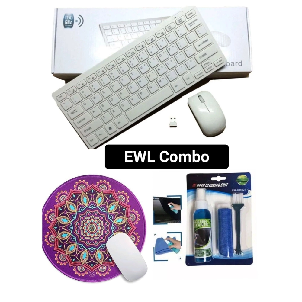 Mini Slim Wireless Keyboard & Mouse With Round Soft Random Design G7 ...
