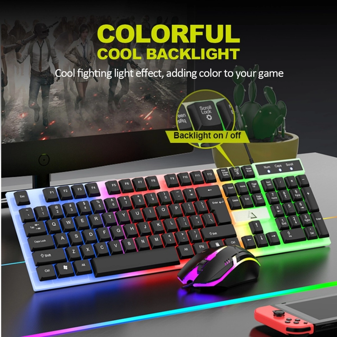 Gaming Rgb Keyboard Mouse Combo Set Wired - White