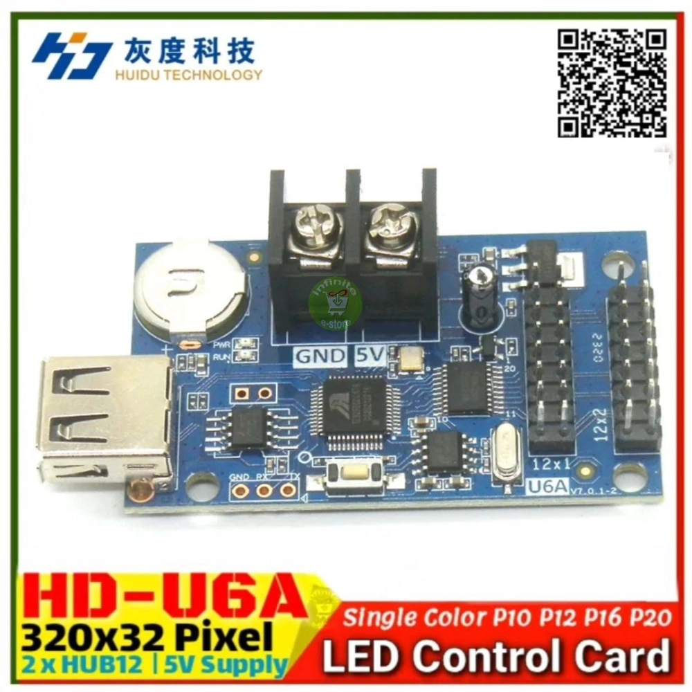 Huidu HD-U6A Single Color 2 Line Hub 12 LED Control Card 2 Line Pixel ...