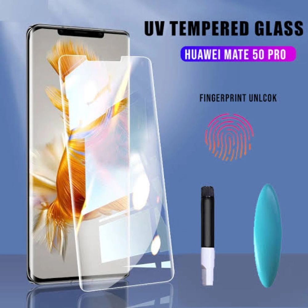 for Huawei Mate 50 Pro Full Coverage Curve Premium UV Light Adhesive ...