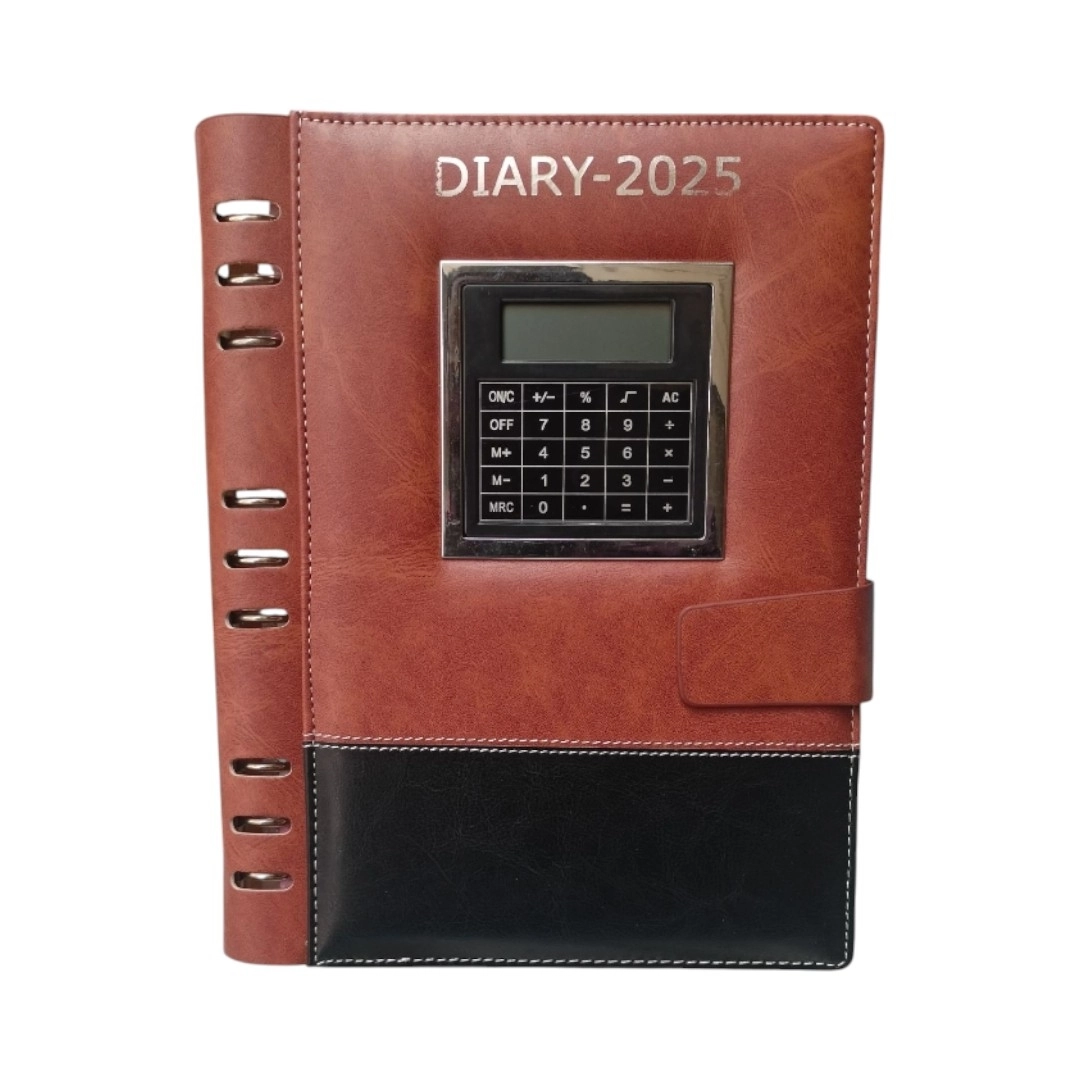Screen Touch calculator 9 Ring Spiral Diary 2025 (One Date) with pen