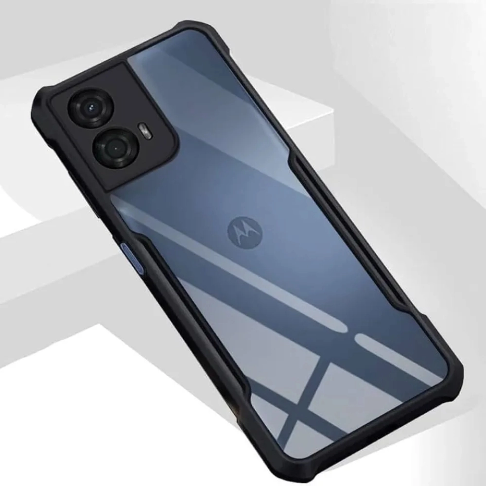 Motorola Moto G45 5G Back Cover Shockproof Transparent Black Premium ...