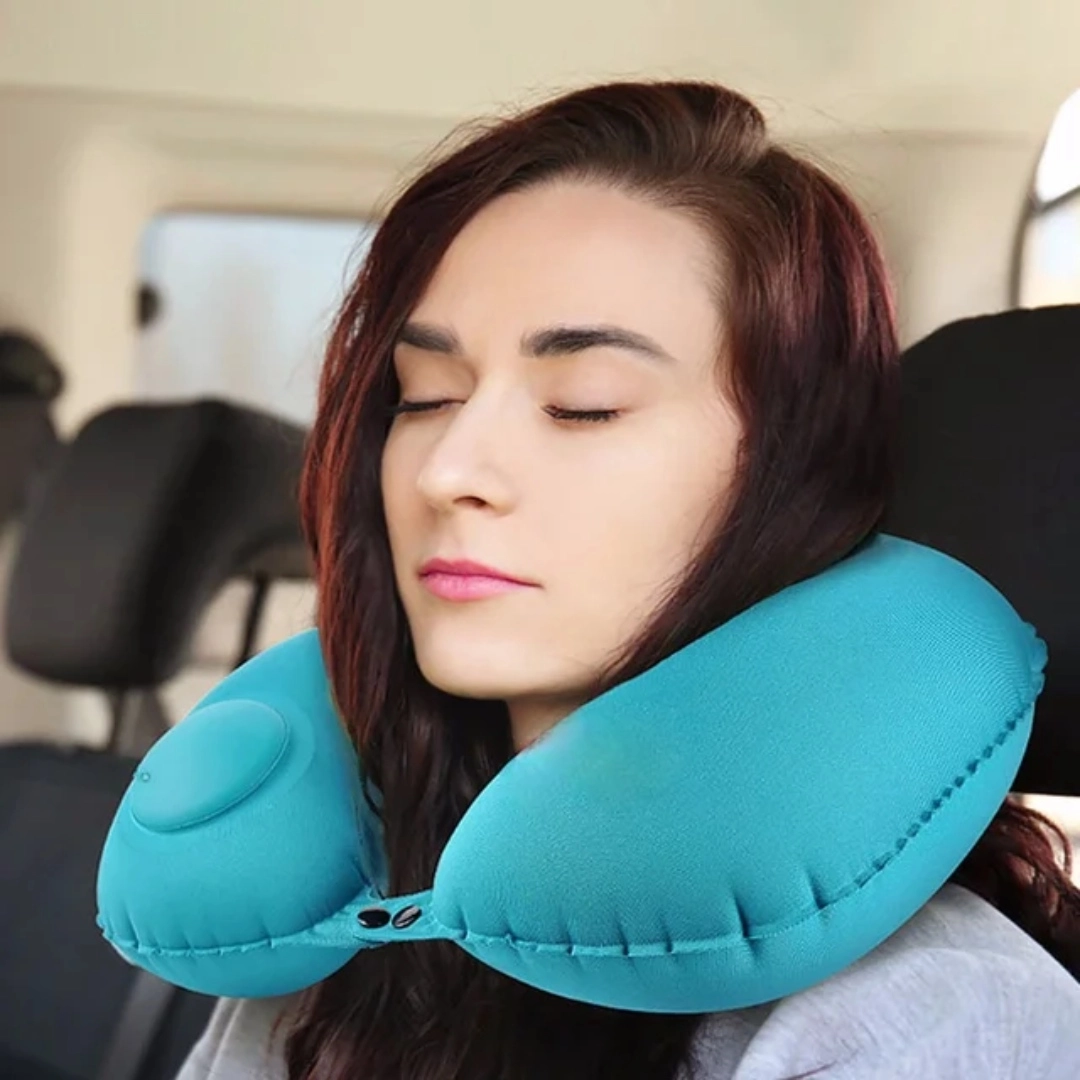 U-Shape Travel Pillow Premium Air Inflatable Pillows Folding Press Type ...