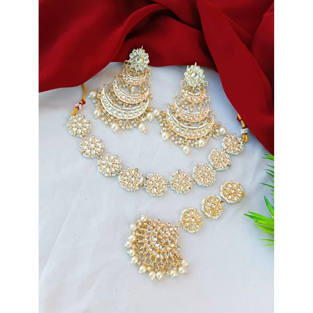 Indian best quality white kundon with pearl earring, tayra,tikli ...