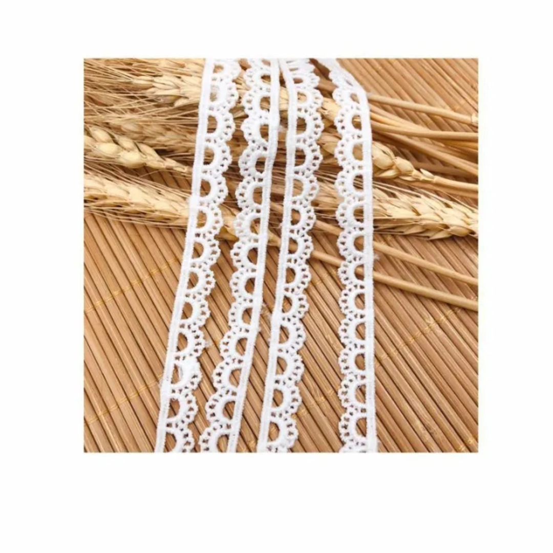 3 Goj 1.1 cm White Lace Milk Silk Water Soluble Embroidery Lace Ribbon Trim