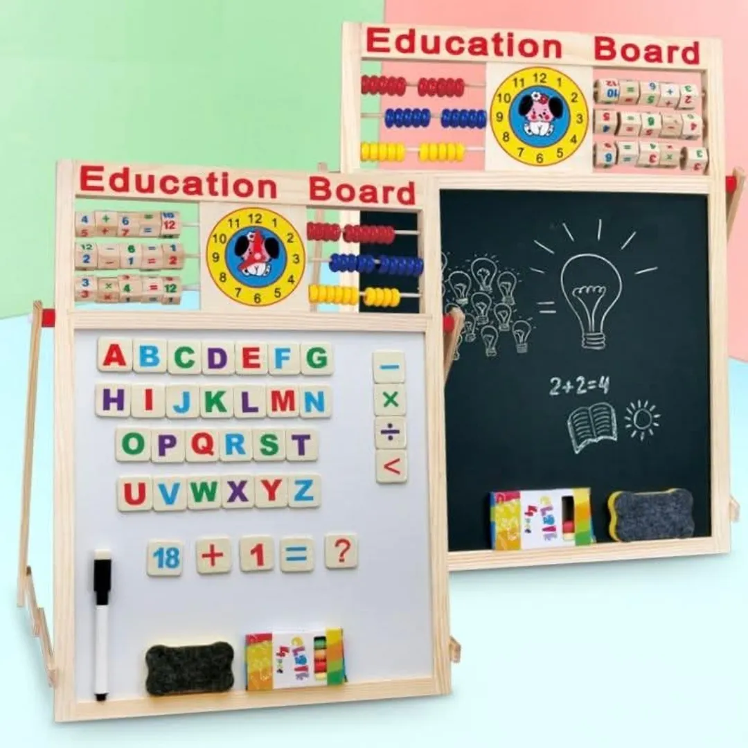 Wooden double sided writing board with stand. Magnetic multifunctional ...