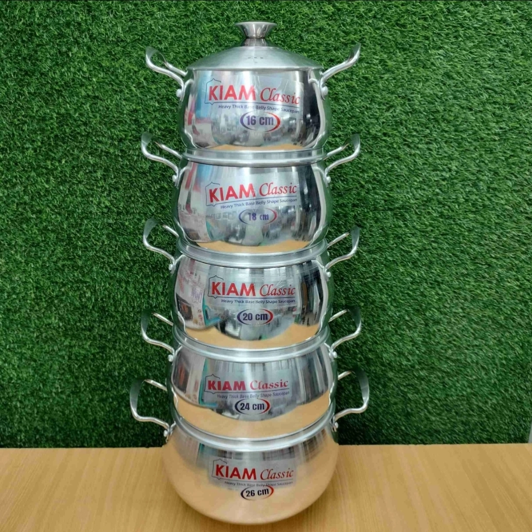 Kiam Heavy Thick Base Belly Shape Saucepan set 10 in 1