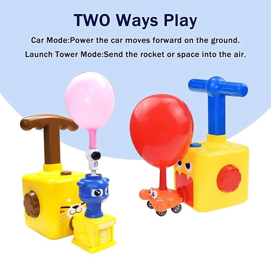 Balloon Powered Car Toy Set for Kids – Pump Launcher with 2 Cars ...