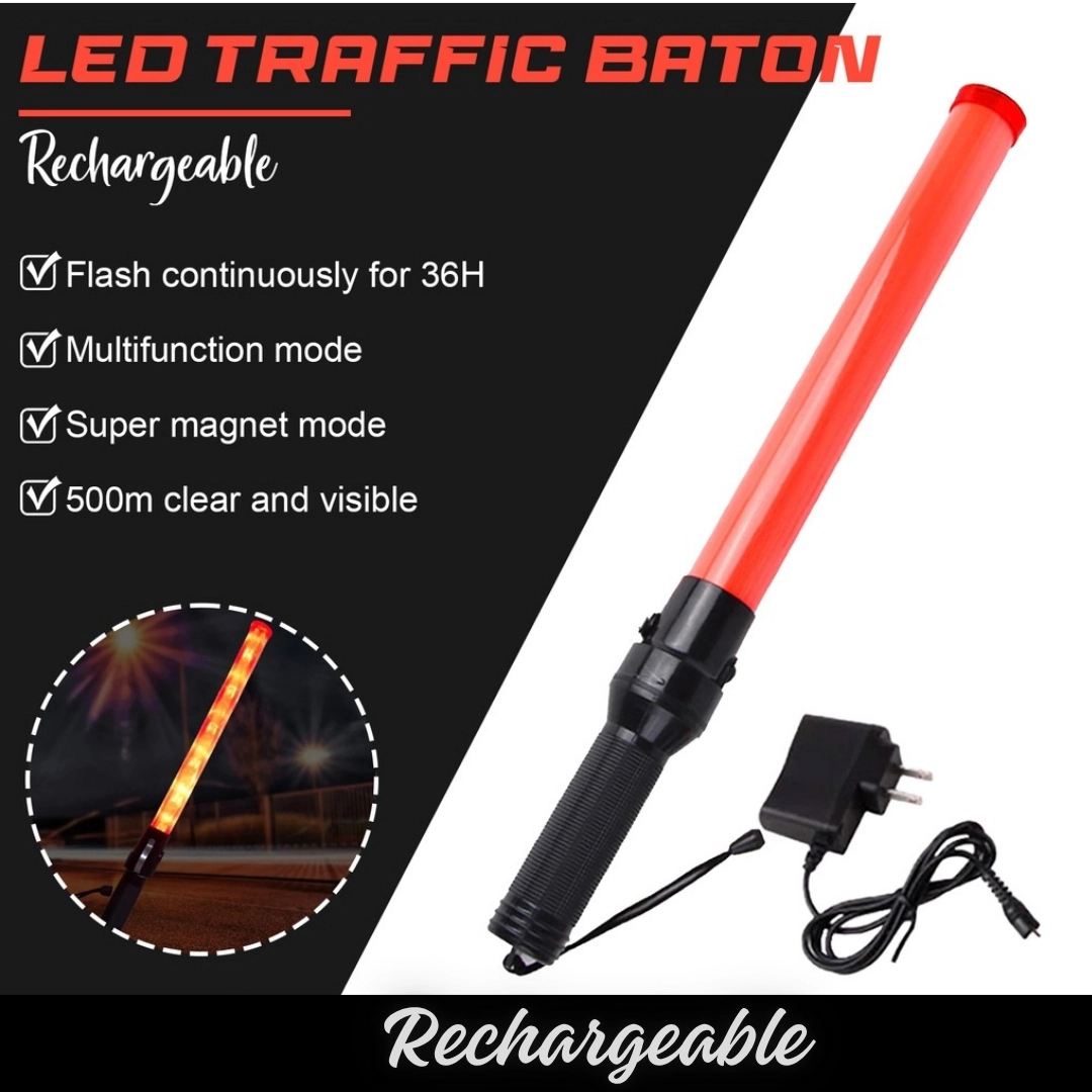 Traffic Safety Rechargeable Flashing LED Light Control Wand Baton ...