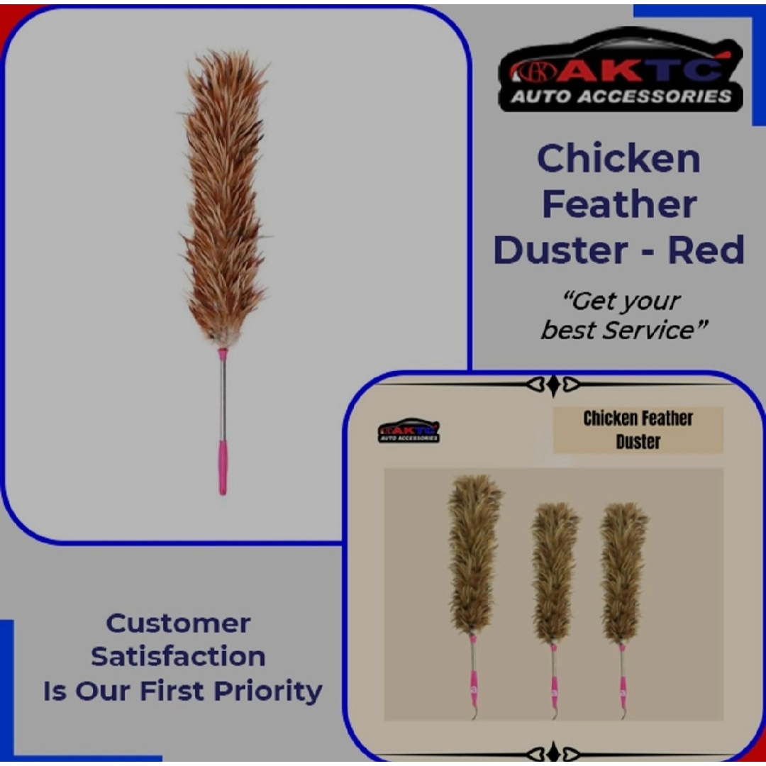 Chicken Feather Duster, CAR CLEANING DUSTER- Red