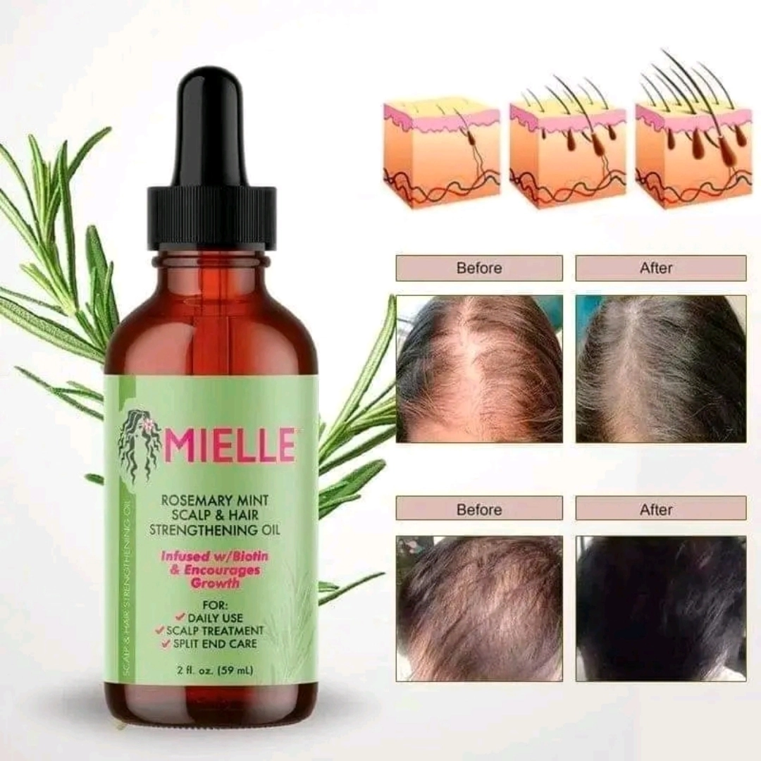 MIELLE Rosemary Mint Scalp & Hair Strengthening Oil- 59ml (USA)