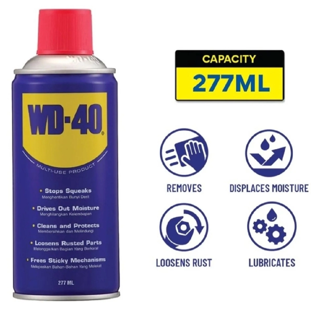 WD-40 Multi-Use Lubricant Spray – Cleans, Protects & Removes Rust (277 ml)
