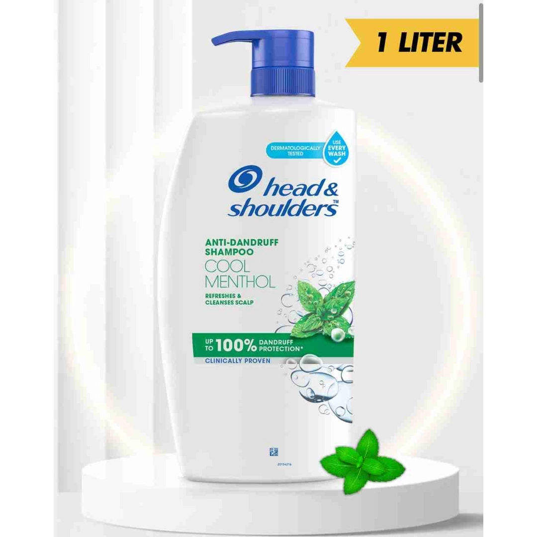 Head & Shoulders Cool Menthol Anti Dandruff Shampoo for Women & Men, 1L