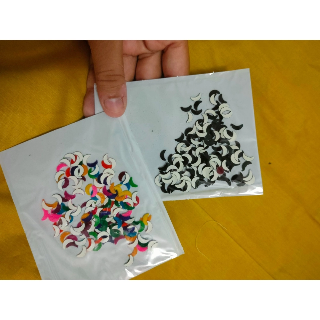 2 Packet Half Moon Bindi/ Tip - Multicolor & Black