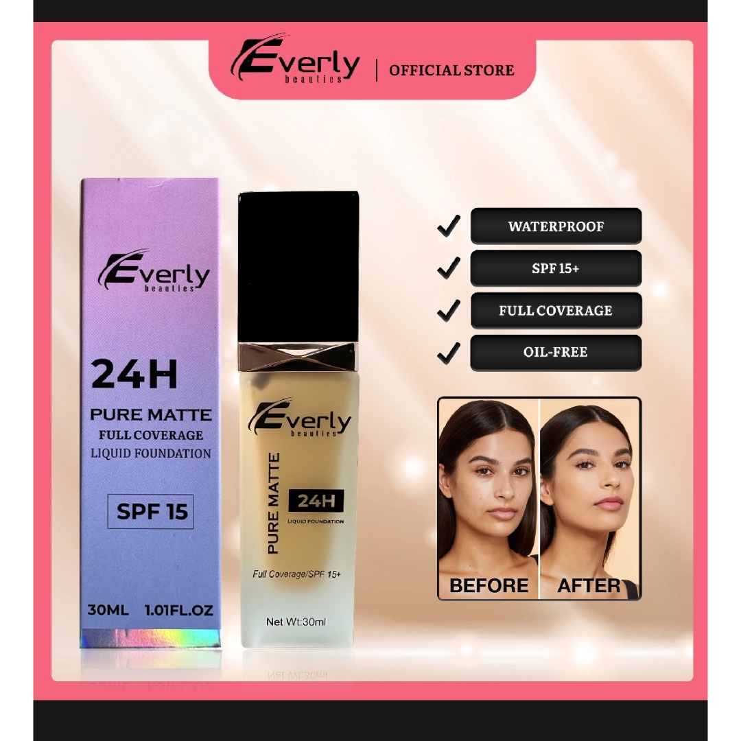 Everly Beauties Pure Matte Full Coverage Liquid Foundation with SPF 15+