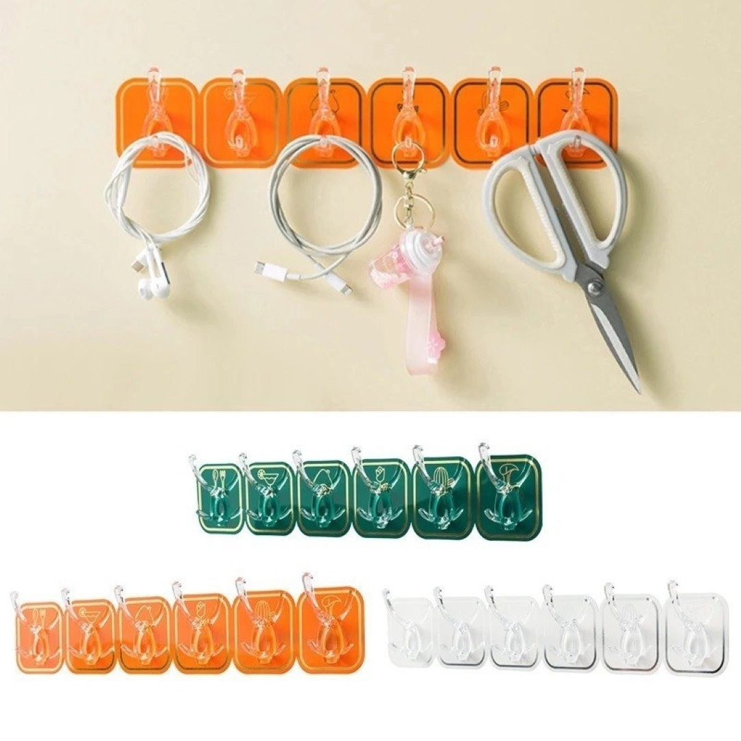 6 Pcs Cuttable Hook Set - Self-Adhesive Key, Necklace, Towel, And Bath ...