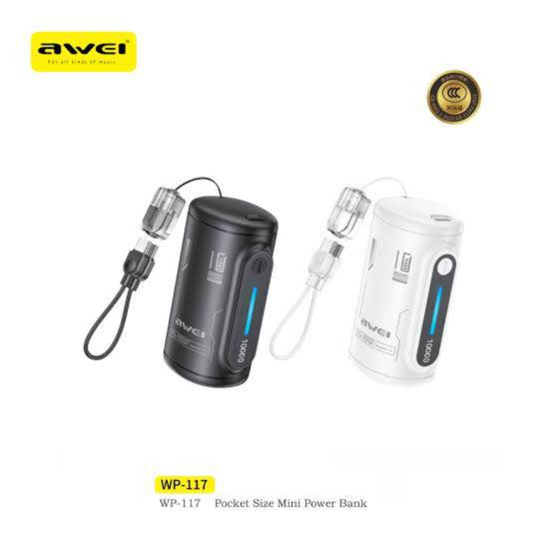 Awei pocket Power Bank WP-117 22.5w (10000mah)