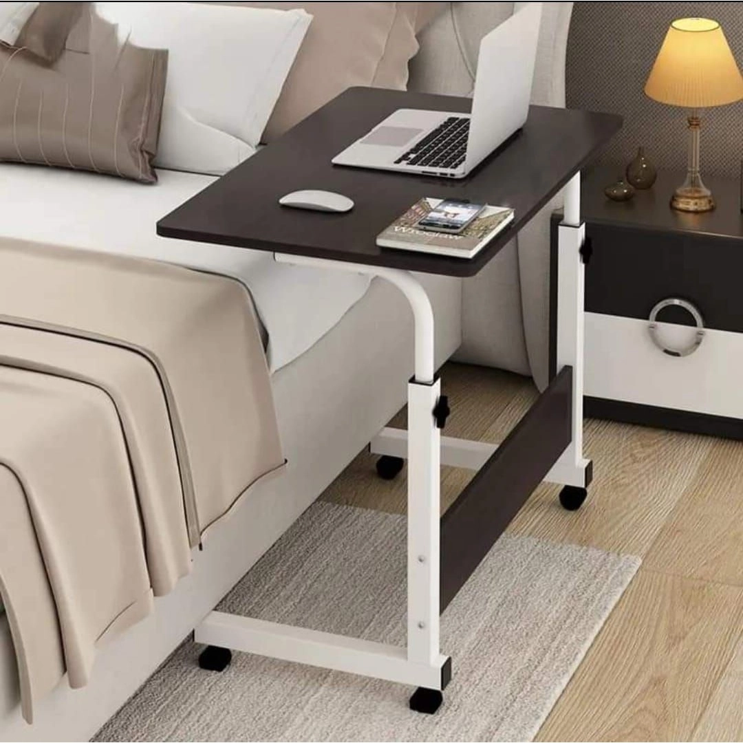 Height Adjustable Laptop Desk Table Metal Frame And Mdf Desktop Home ...