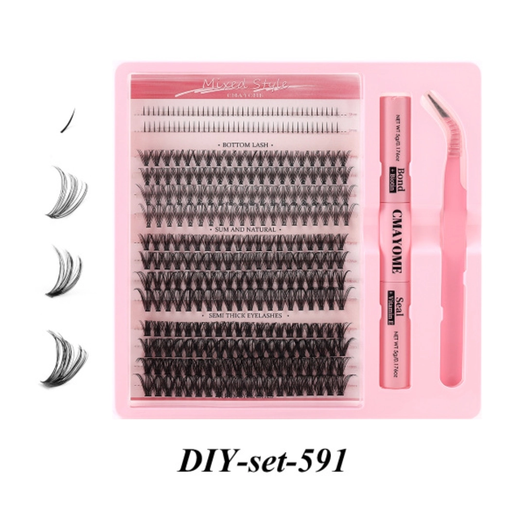 Diy Cluster Eyelashes Extension Kit (80+240 Pcs) – Bond & Seal Set