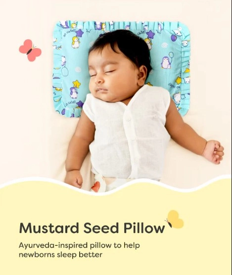 Mustard pillow for newborns baby with velvet material covers