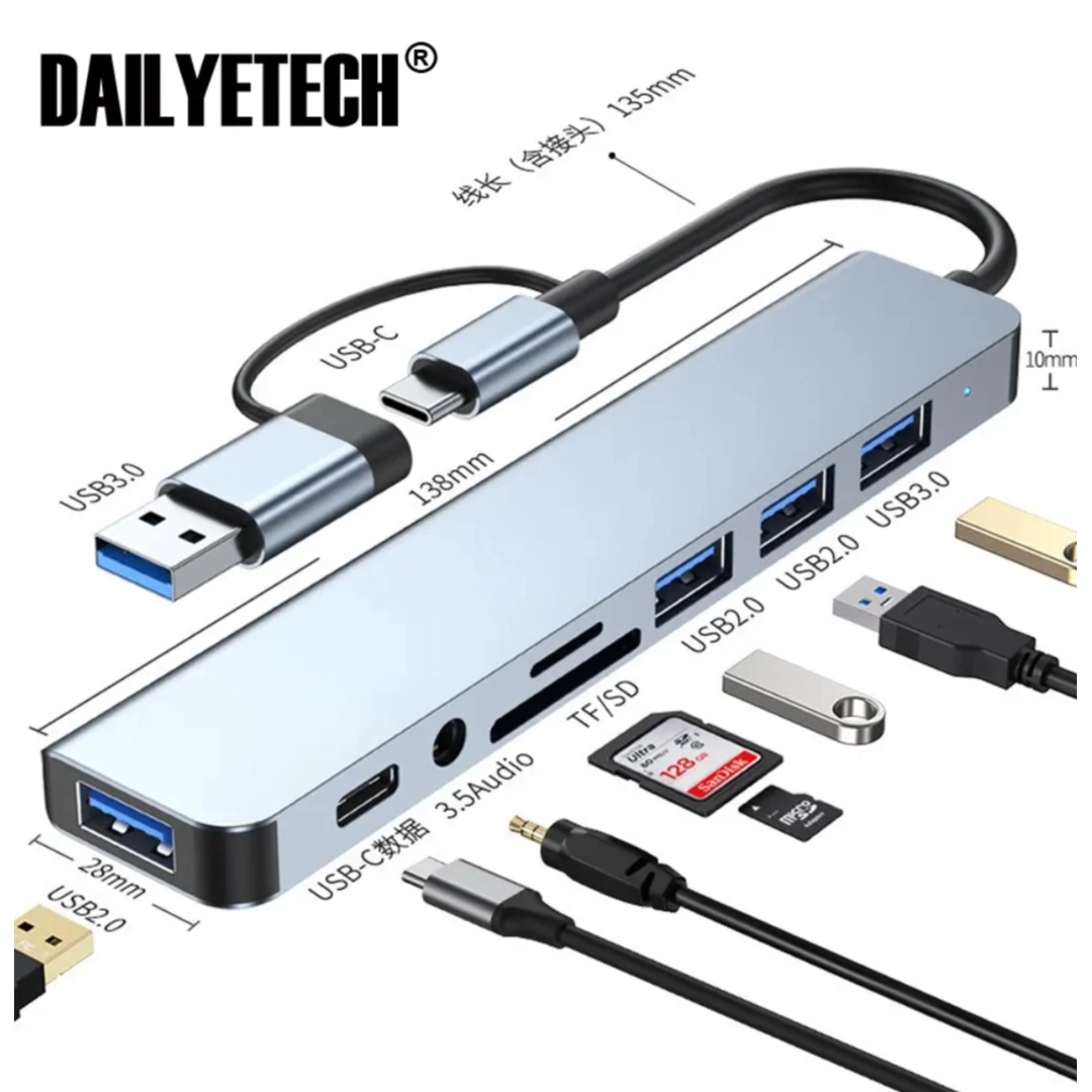 8 in 2 Type & Usb Splitter Hub