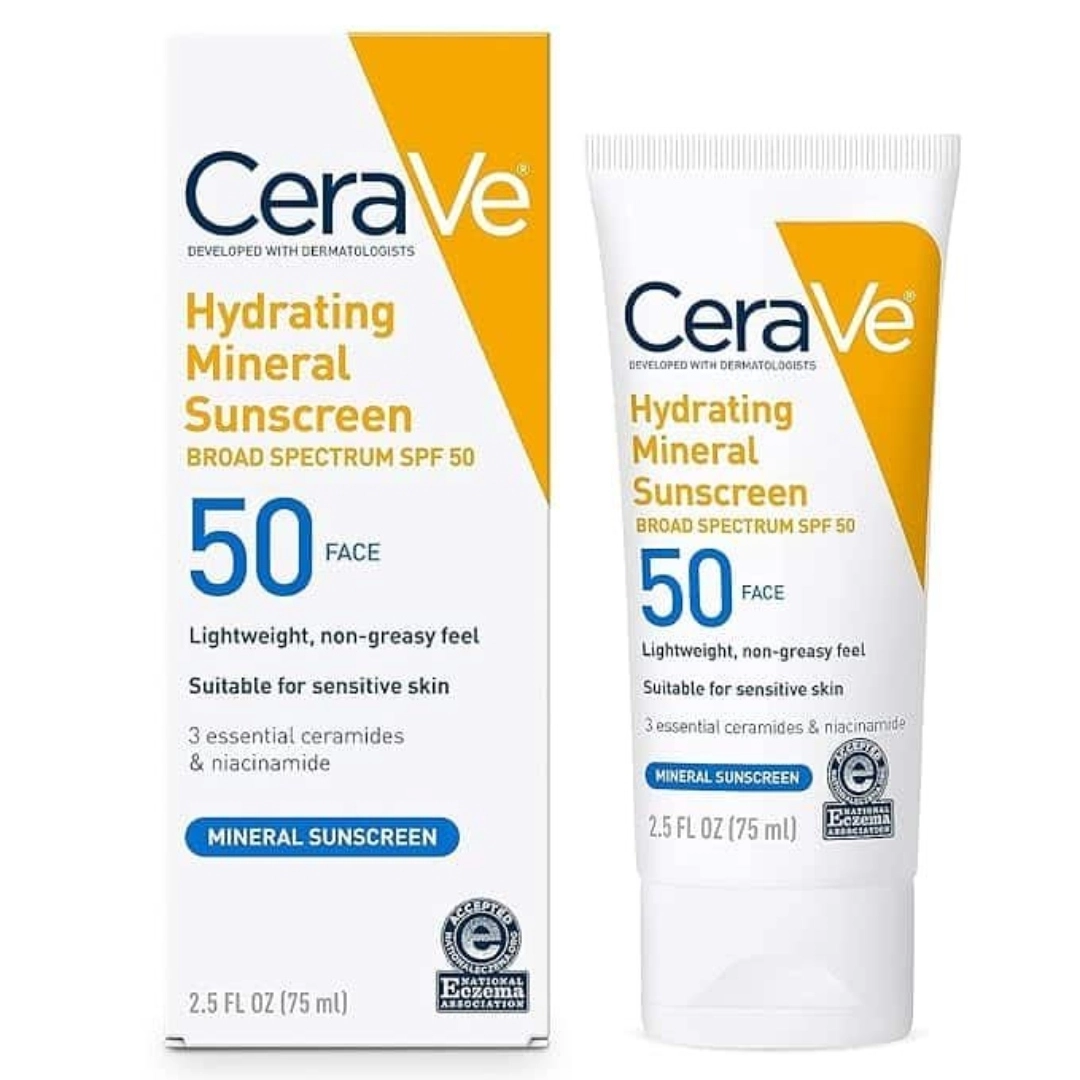 CeraVe Hydrating Mineral Sunscreen SPF 50 For Face | France | Broad ...