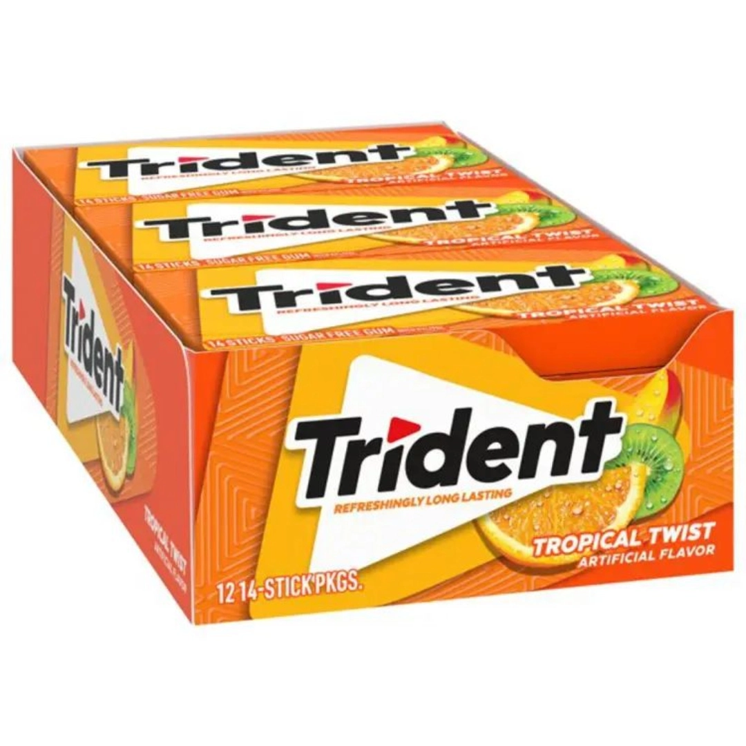 Trident Tropical Twist Sugar Free Chewing Gum,12 Packs