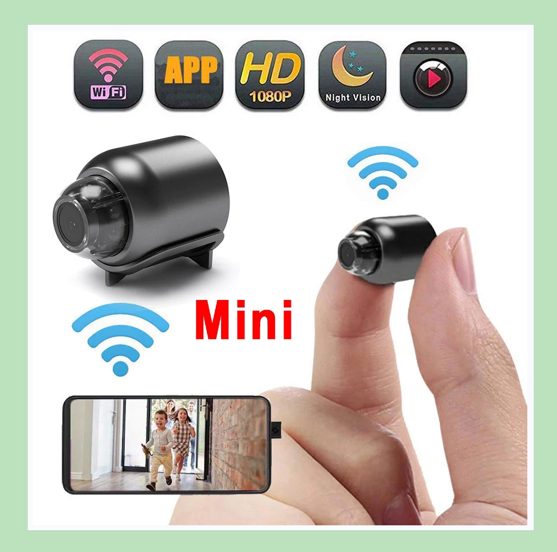 X5 HD Mini Camera WiFi Baby Monitor Indoor Safety Security Surveillance ...