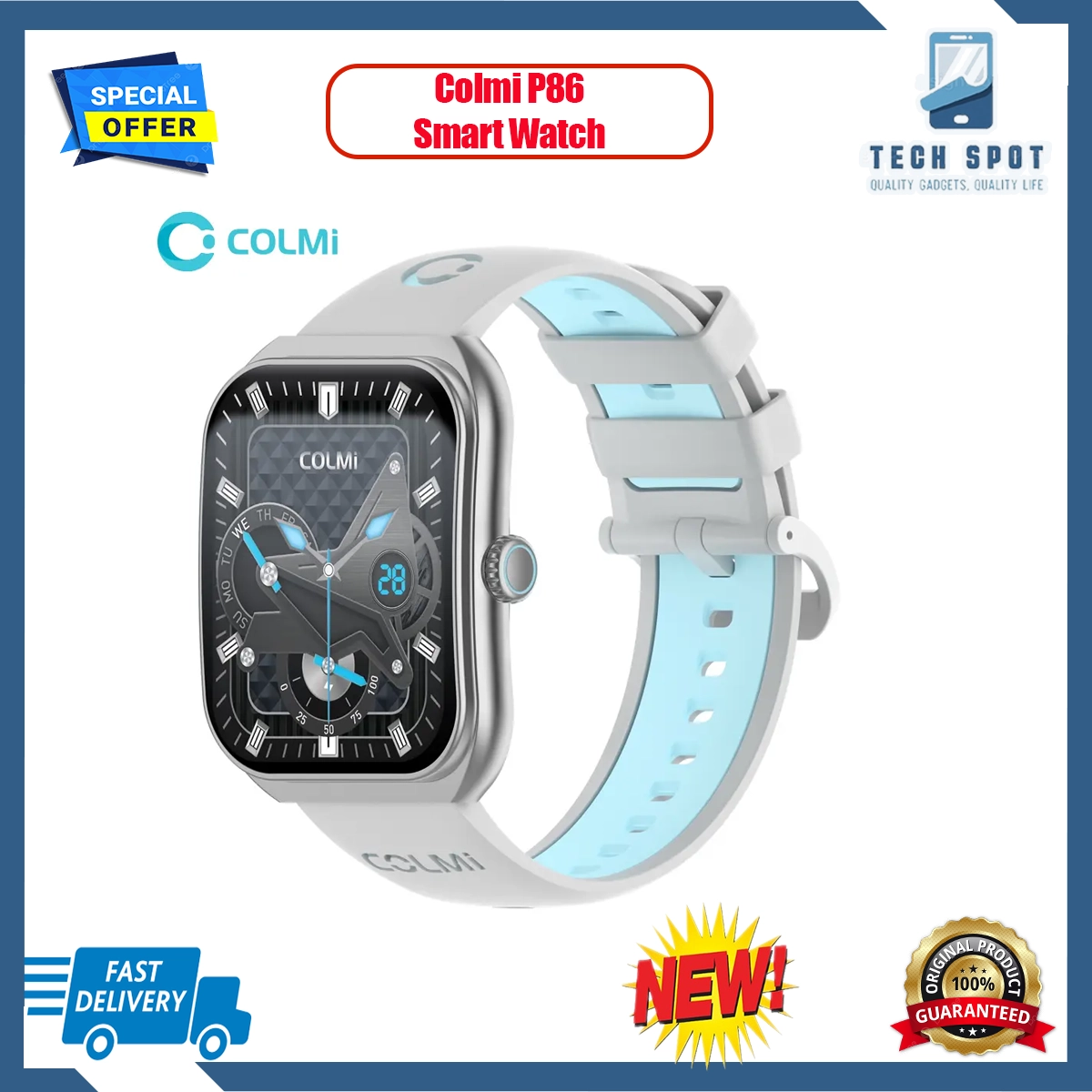 Colmi P86 Curve Super Amoled Display Smartwatch Bluetooth Calling ...