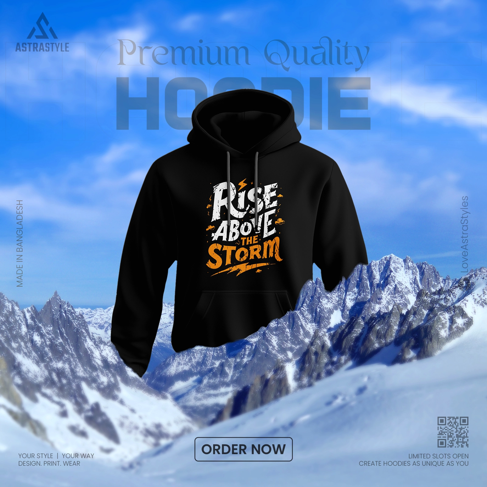 Premium Cotton Relaxed-Fit Hoodie for Winter – Rise Above the Storm